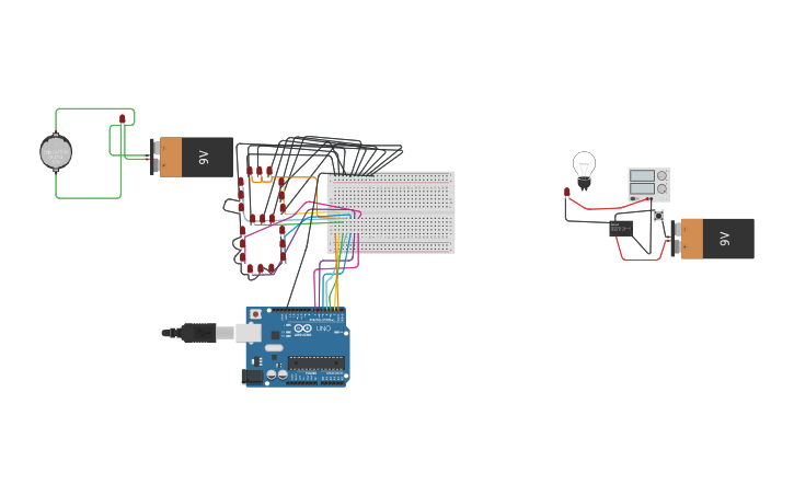 Circuit design Relay and 7-Segmen - Tinkercad