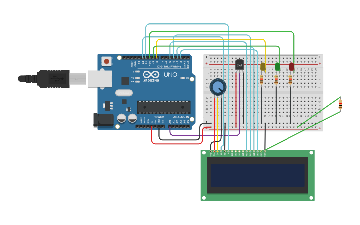 Circuit design lcd Temperature Control - Tinkercad