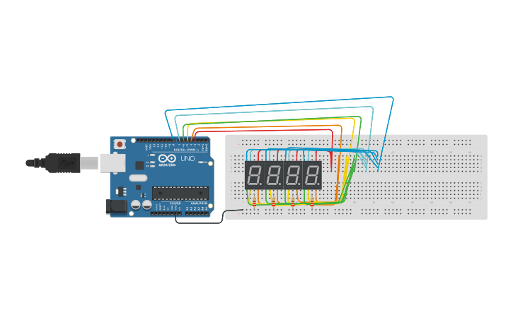 Circuit design 7 Segment 4 digit นับเลข | Tinkercad