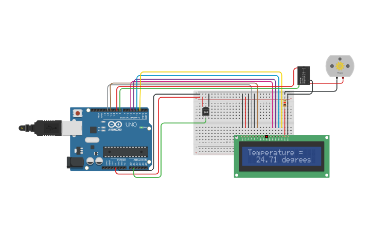 Circuit Design Temperature Based Fan Speed Control Tinkercad