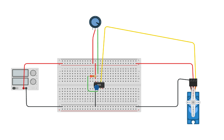 Circuit Design Servo Motor And 555 Timer Tinkercad
