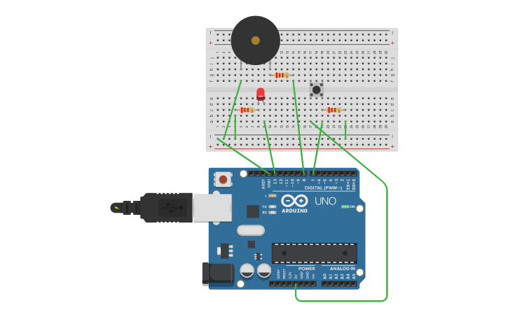 Circuit design speaker led - Tinkercad