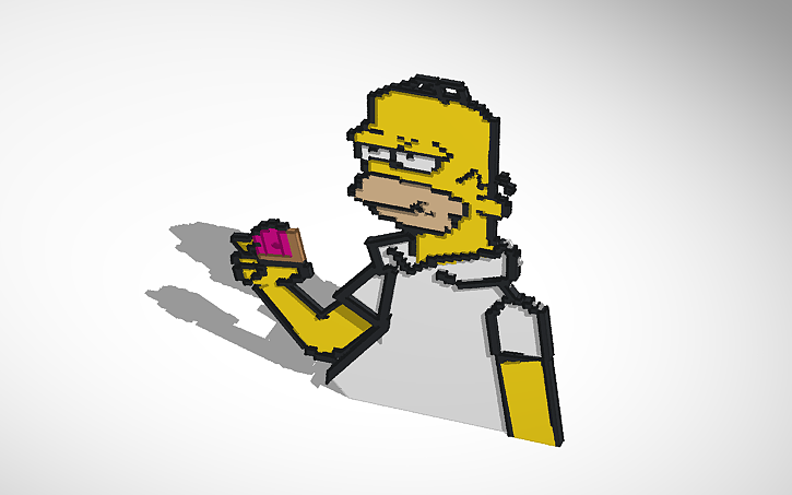 3D design Pixel Homer Simpson eating pixel doughnut - Tinkercad