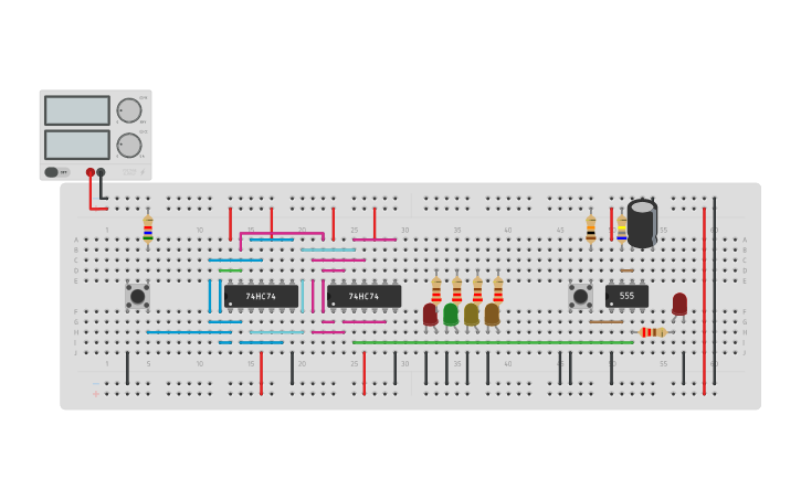 Circuit Design 4 Bit Binary Counter Using 74ls74 Tinkercad