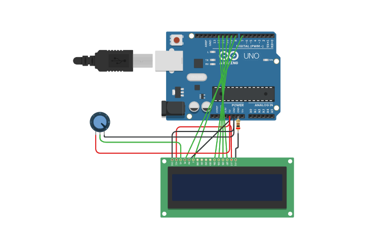 Circuit design Display LCD 1602 - Tinkercad
