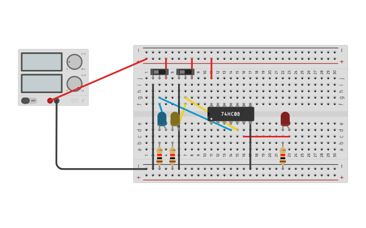 Circuit design Circuitio 7408 - Porta AND - Tinkercad