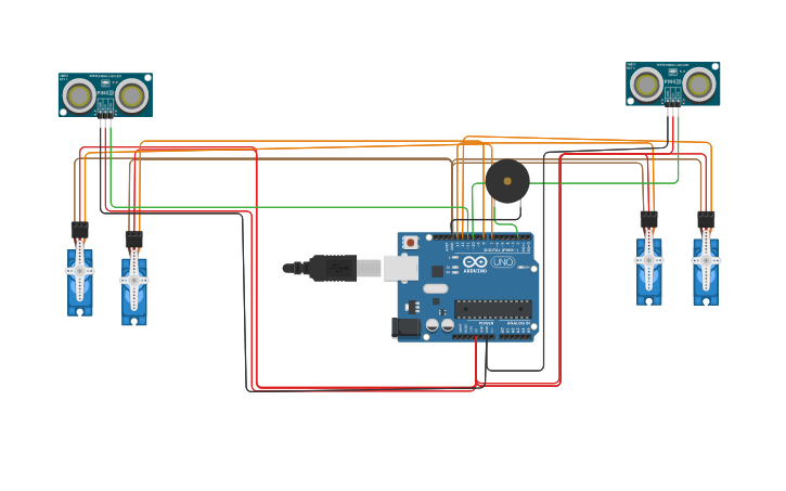 Circuit design Copy of CAR-PARKING SYSTEM | Tinkercad