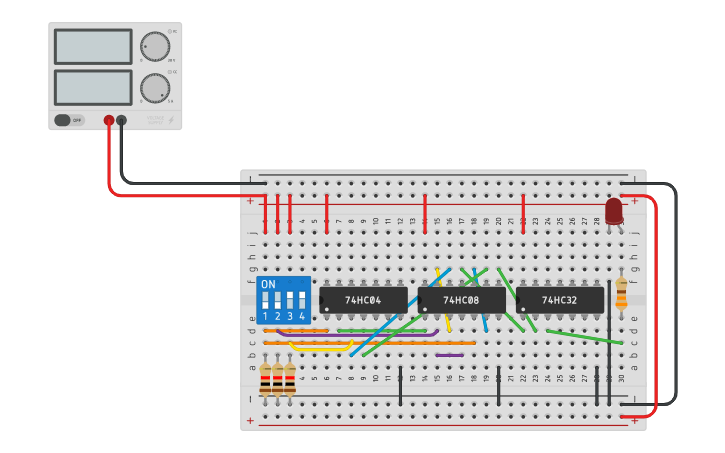 Circuit design Copy of 2D combinacional - Tinkercad