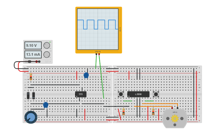 Circuit Design L293d Pwm 555 Tinkercad
