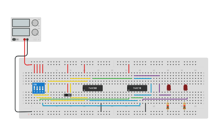 Circuit design SR Flip-Flop - Tinkercad