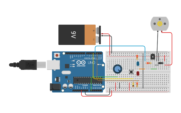 Circuit design Motore CC | Tinkercad