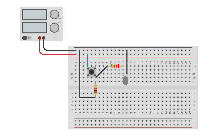 Circuit design 5V Y LED CON SWITCH - Tinkercad