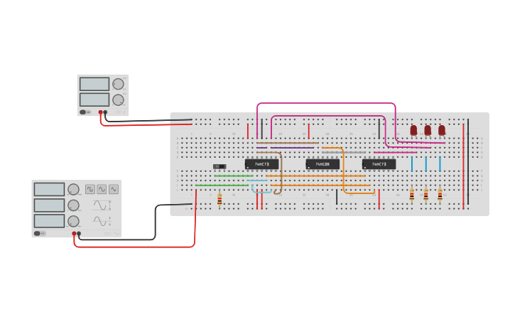 Circuit design Synchronous Up Counter - Tinkercad