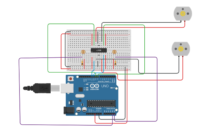 Circuit design two DC motor | Tinkercad