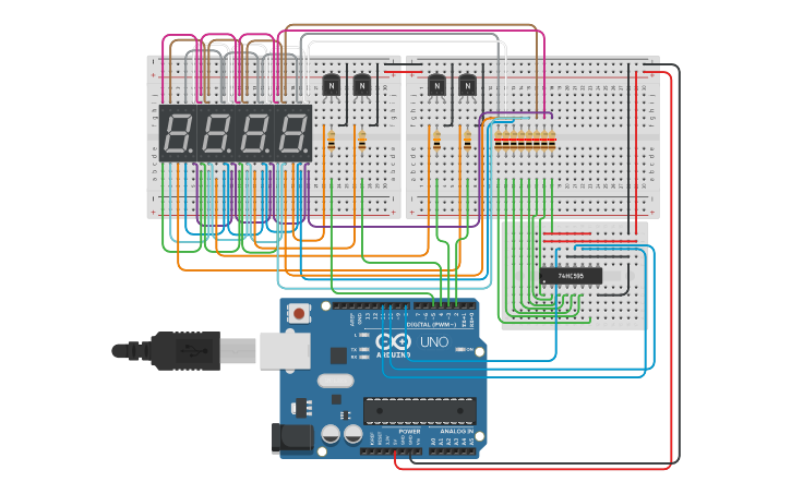 Circuit design Copy of 7 Segments Display - Tinkercad