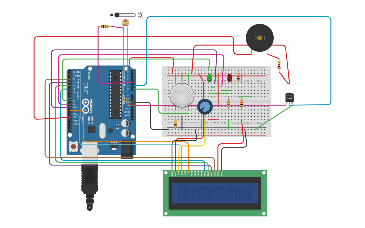 Circuit design fire alarm - Tinkercad