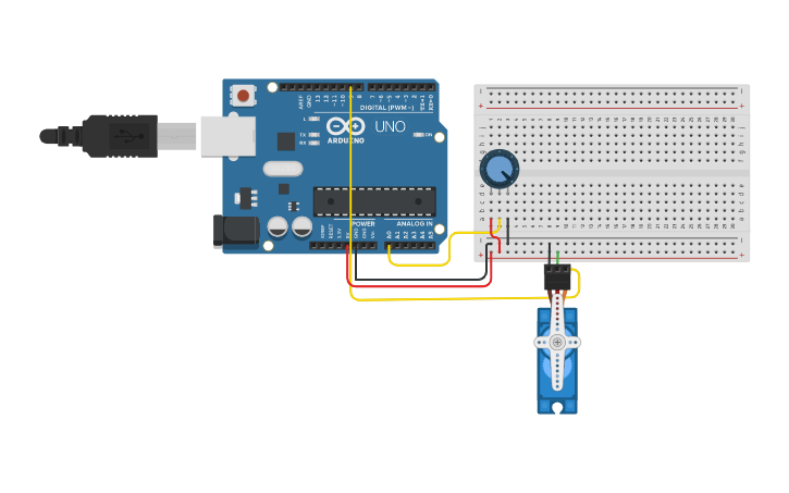 Circuit design servomotor | Tinkercad