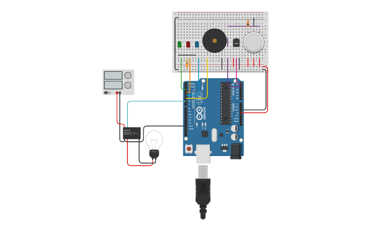 Circuit design alarme de incendio | Tinkercad