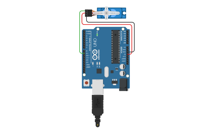 Circuit design micro servo - Tinkercad