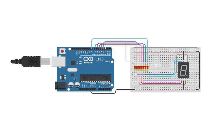 Circuit design 7segment - Tinkercad