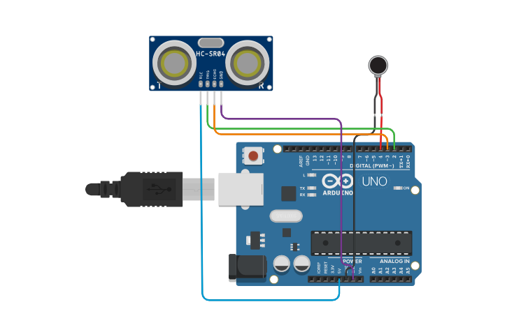Circuit design sensor para ciegos - Tinkercad