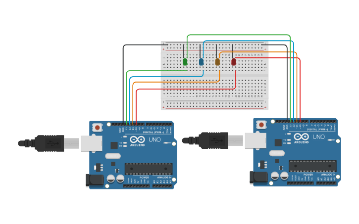 Circuit Design A Simulation Of The Spi Communication Between 2 Arduino Uno Tinkercad