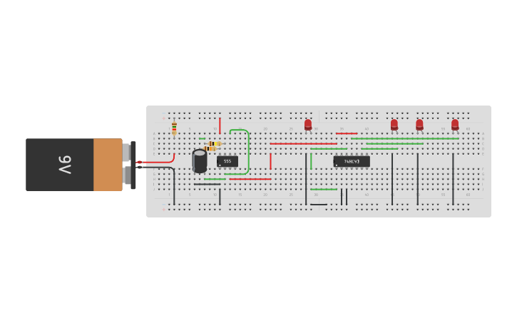 Circuit design 4 bit counter - Tinkercad
