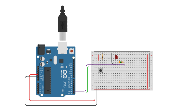 Circuit design Pulsante con arduino y retardo al apagado | Tinkercad