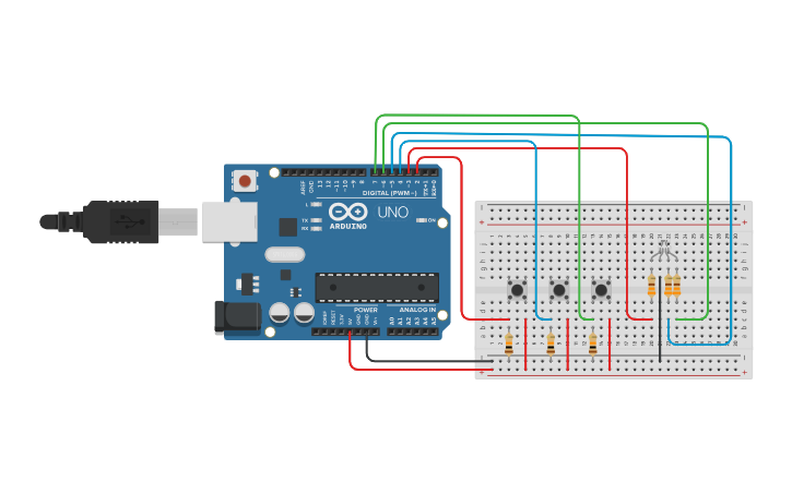 Circuit design LED RGB | Tinkercad