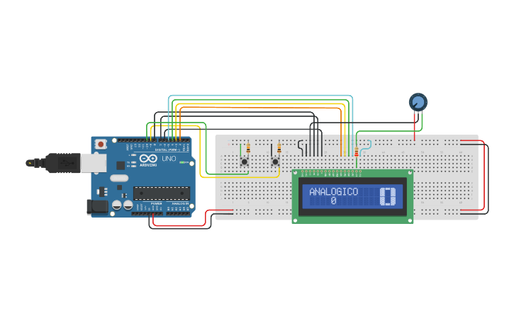 Circuit design Contador con caracteres - Tinkercad