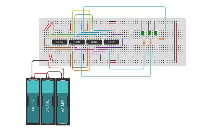 Circuit design binary subtractor - Tinkercad