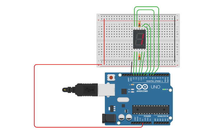 Circuit design 7-Segment Display - Tinkercad