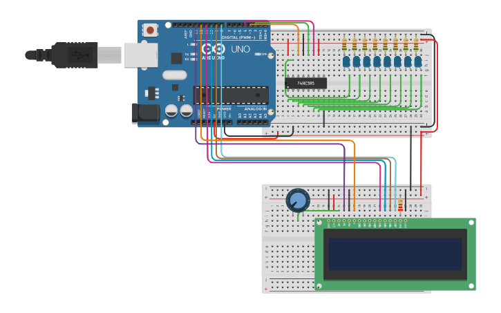 Circuit Design Binario Decimal Arduino Lcd Tinkercad