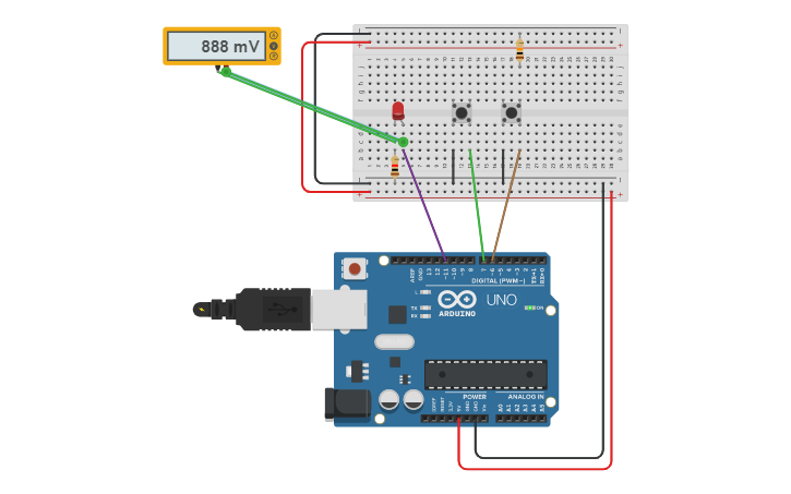 Circuit design CONTROL BRILLO DE UN LED | Tinkercad