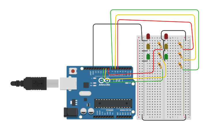 Circuit design semaforo 13 maio | Tinkercad