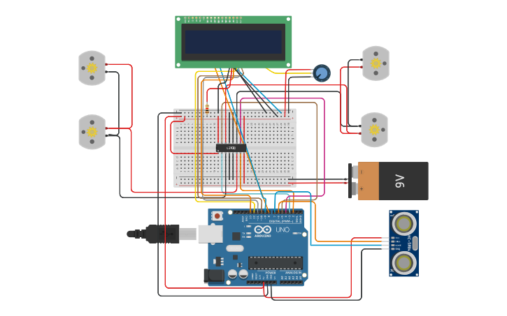 Circuit design obstacleAvoidanceRobot - Tinkercad