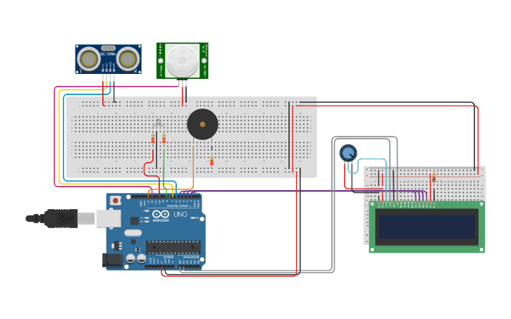 Circuit Design Social Distancing Sensor Tinkercad