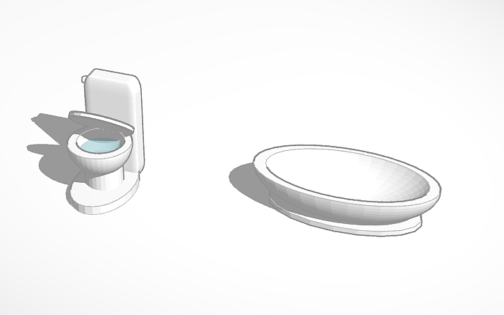 3D design Toilet and bathtub | Tinkercad