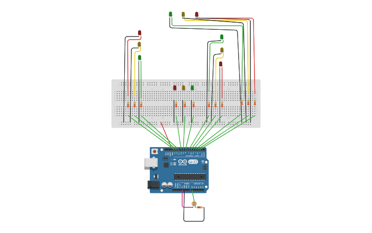 Circuit design Traffic Light - Tinkercad