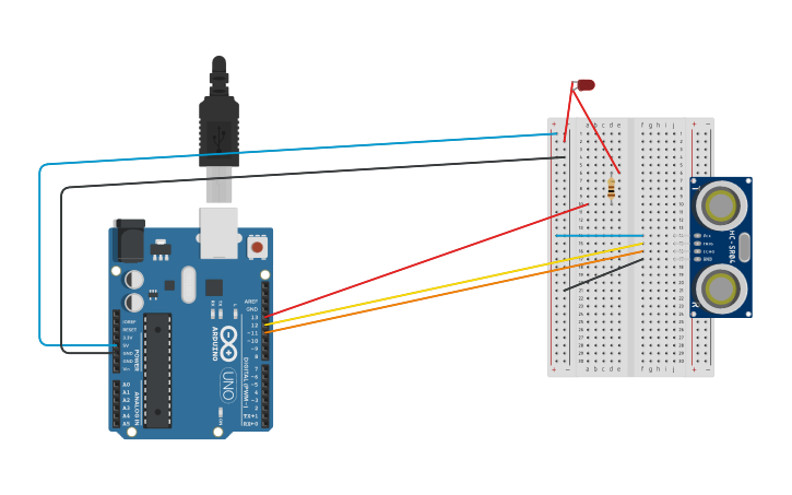 Circuit design Parking Sensor | Tinkercad