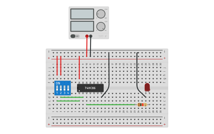 Circuit design XOR GATE - Tinkercad