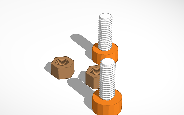 3D design M3 bolt+nut - Tinkercad