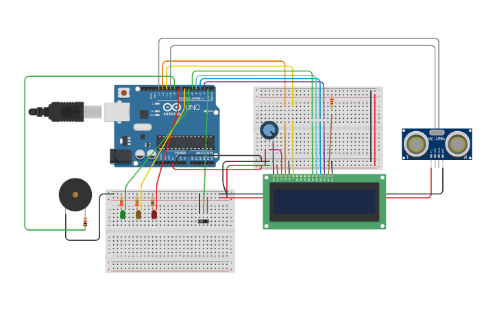 Circuit design Distance warning | Tinkercad