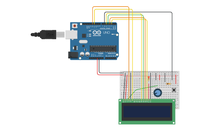 Circuit design Ejercicio Arduino 11 Bola de cristal - Tinkercad