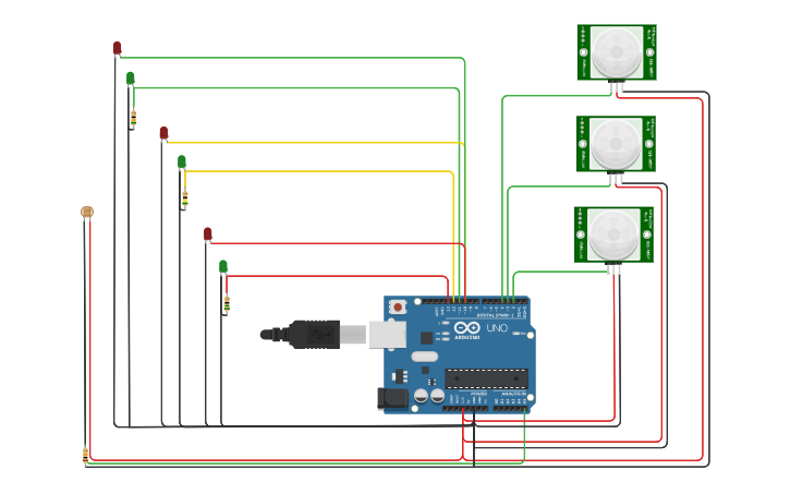 Circuit design iot based smart street light system - Tinkercad