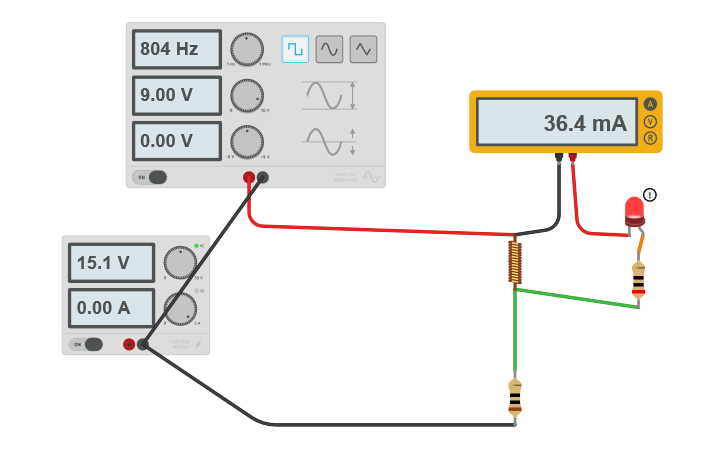 Circuit design EMF inductive kick - Tinkercad