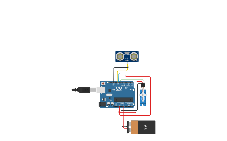 Circuit Design Ultrasonic Sensor Project 2 Tinkercad