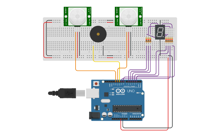 Circuit design Human Traffic Counter | Tinkercad