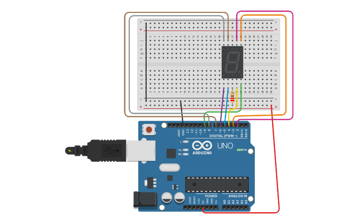 Circuit design SevenDisplay-One-Dimensional-Array - Tinkercad