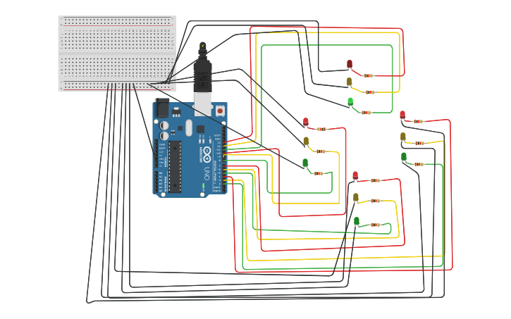 Circuit design Traffic Light Control | Tinkercad